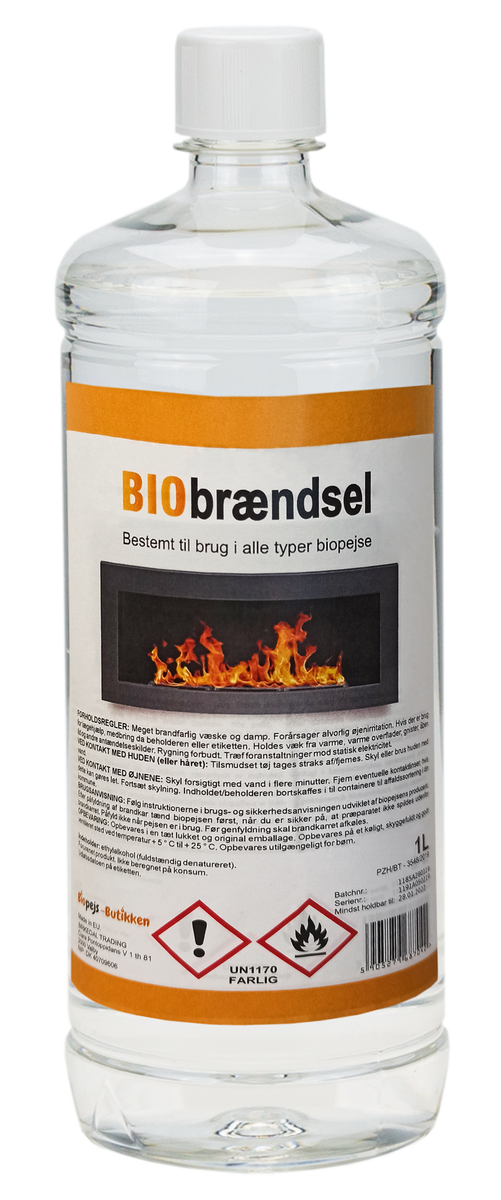 Bioethanol 12 x 1-liter flasker– Biopejs-Butikken